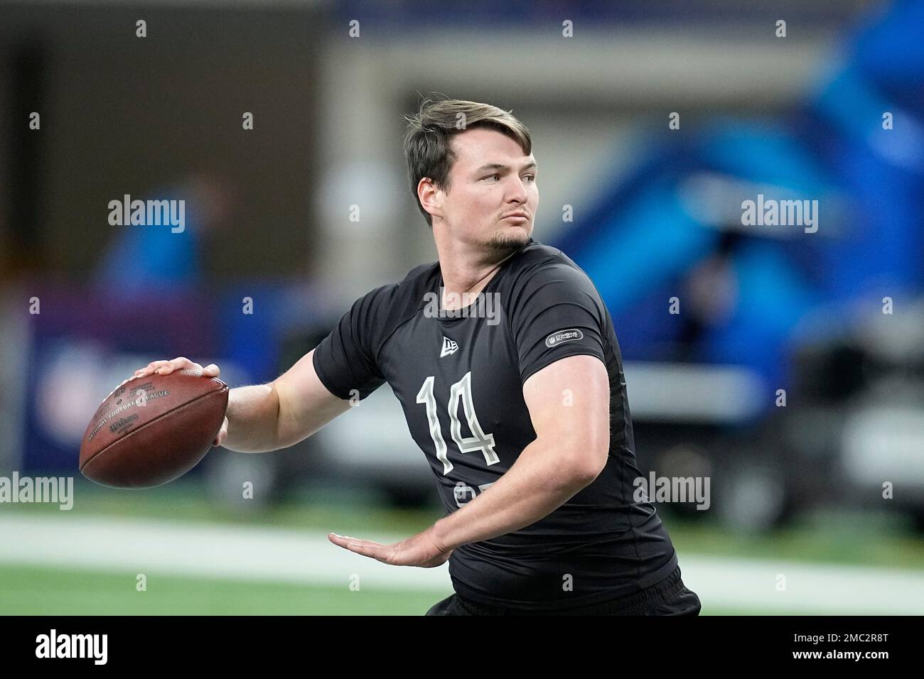 Nevada quarterback Carson Strong runs a drill during the NFL football ...