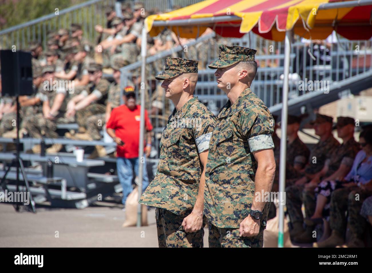 U.S. Marine Corps Lt. Col. David J. Palka (left), the incoming ...