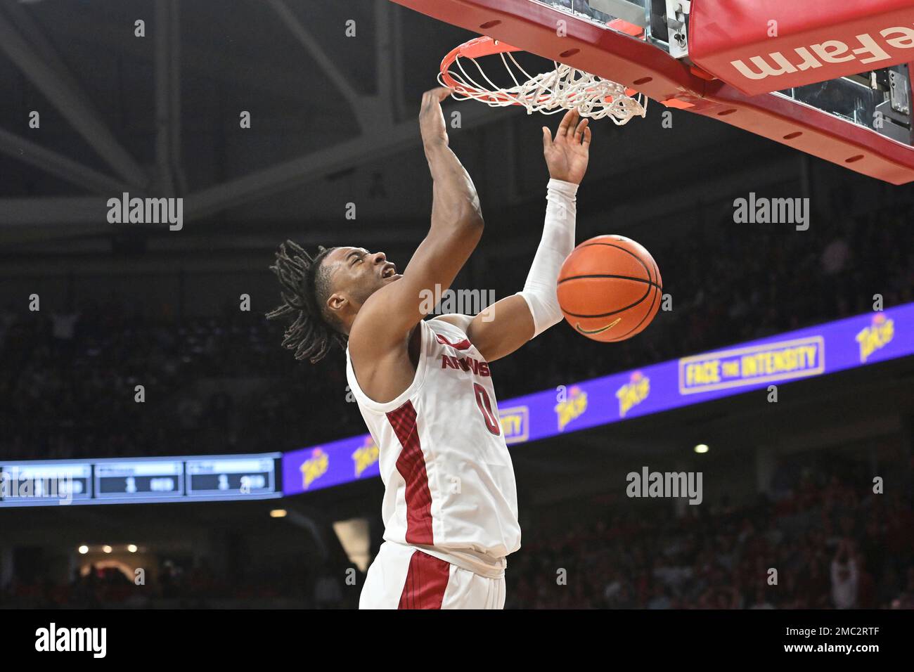 Arkansas guard Stanley Umude (0) dunks the ball against LSU during the ...