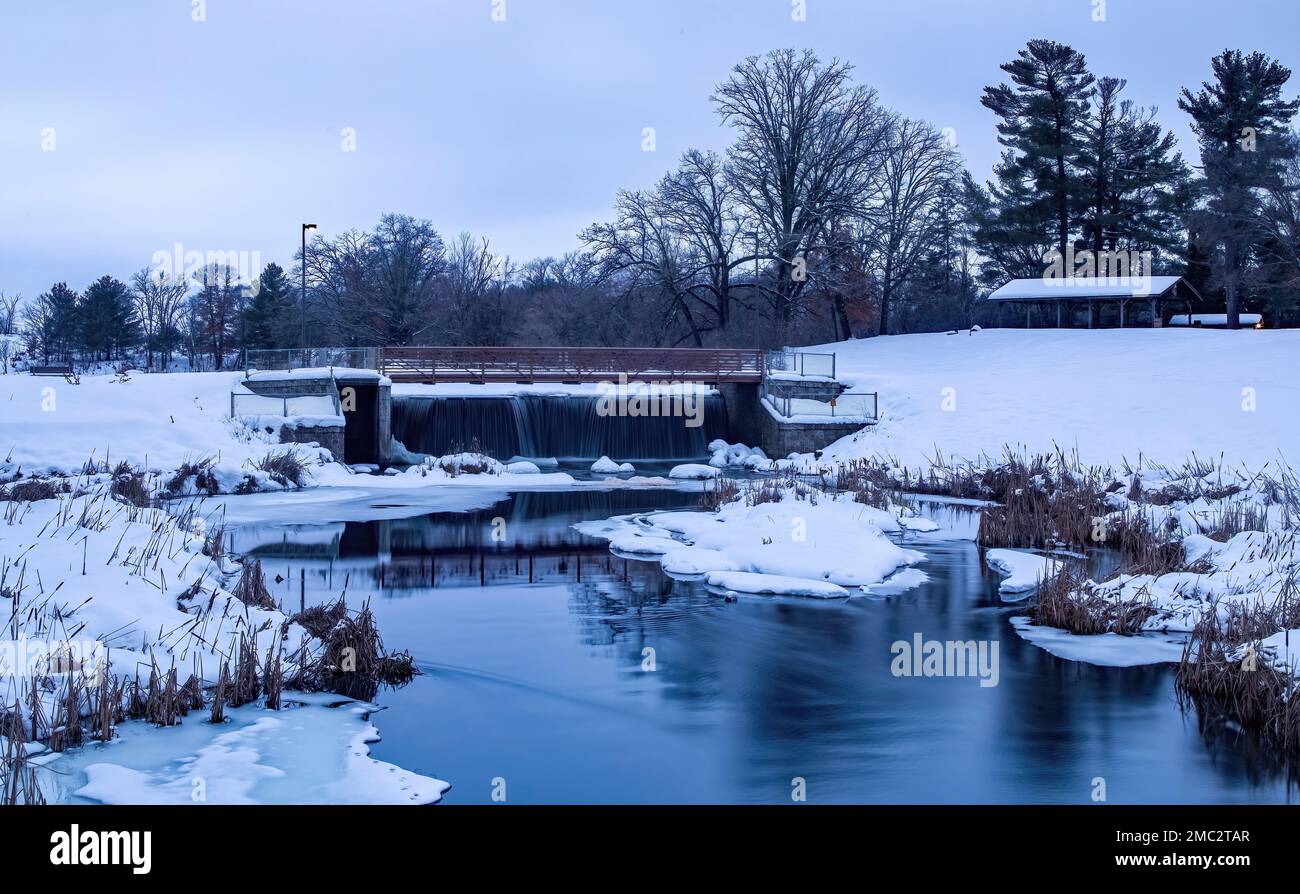 Beautiful blue morning light on D. D. Kennedy Dam of the Balsam Branch ...