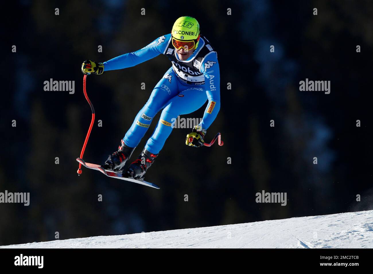 Italy's Christof Innerhofer speeds down the course during an alpine ski ...
