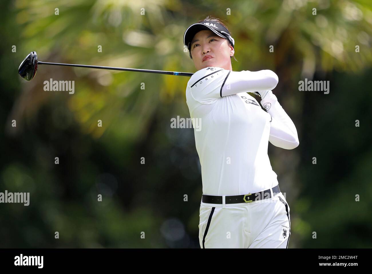 So Yeon Ryu of South Korea plays a shot from the fifth tee during her ...