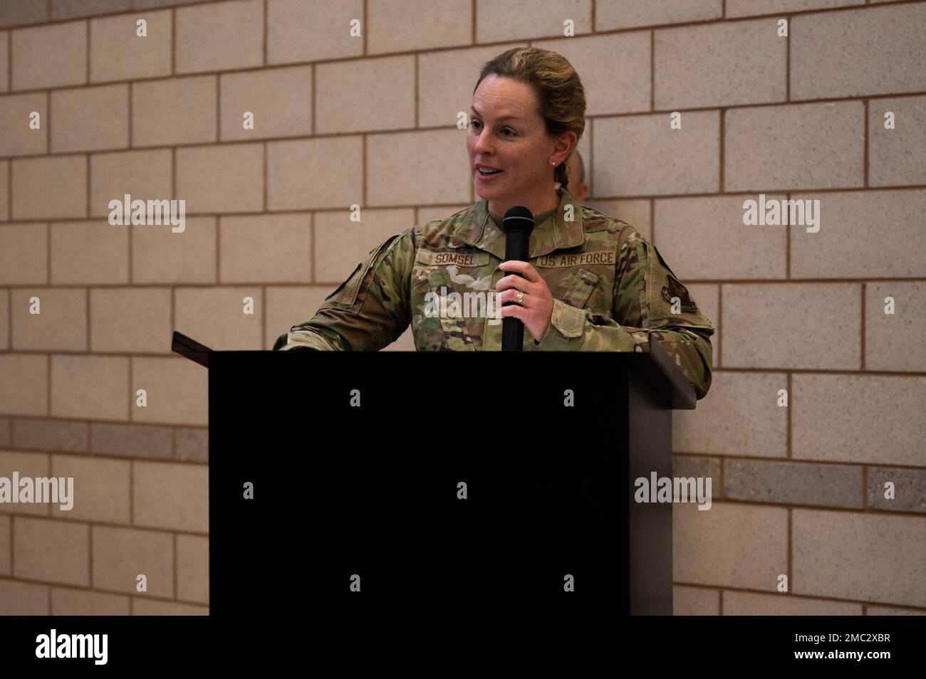 Col. Elizabeth Somsel, 7th Medical Group commander, gives her remarks ...