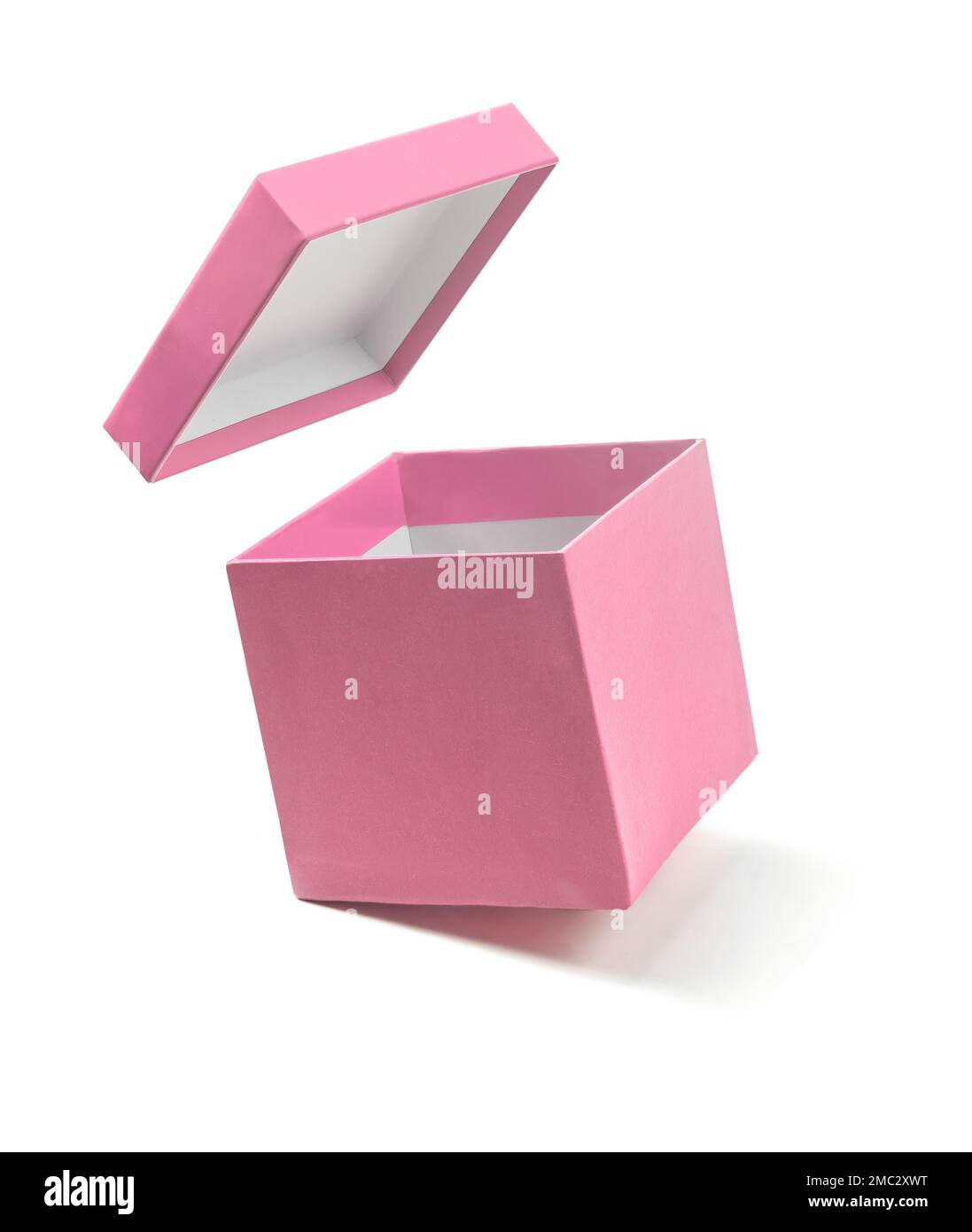 Pink open gift box isolated on a white background Stock Photo - Alamy