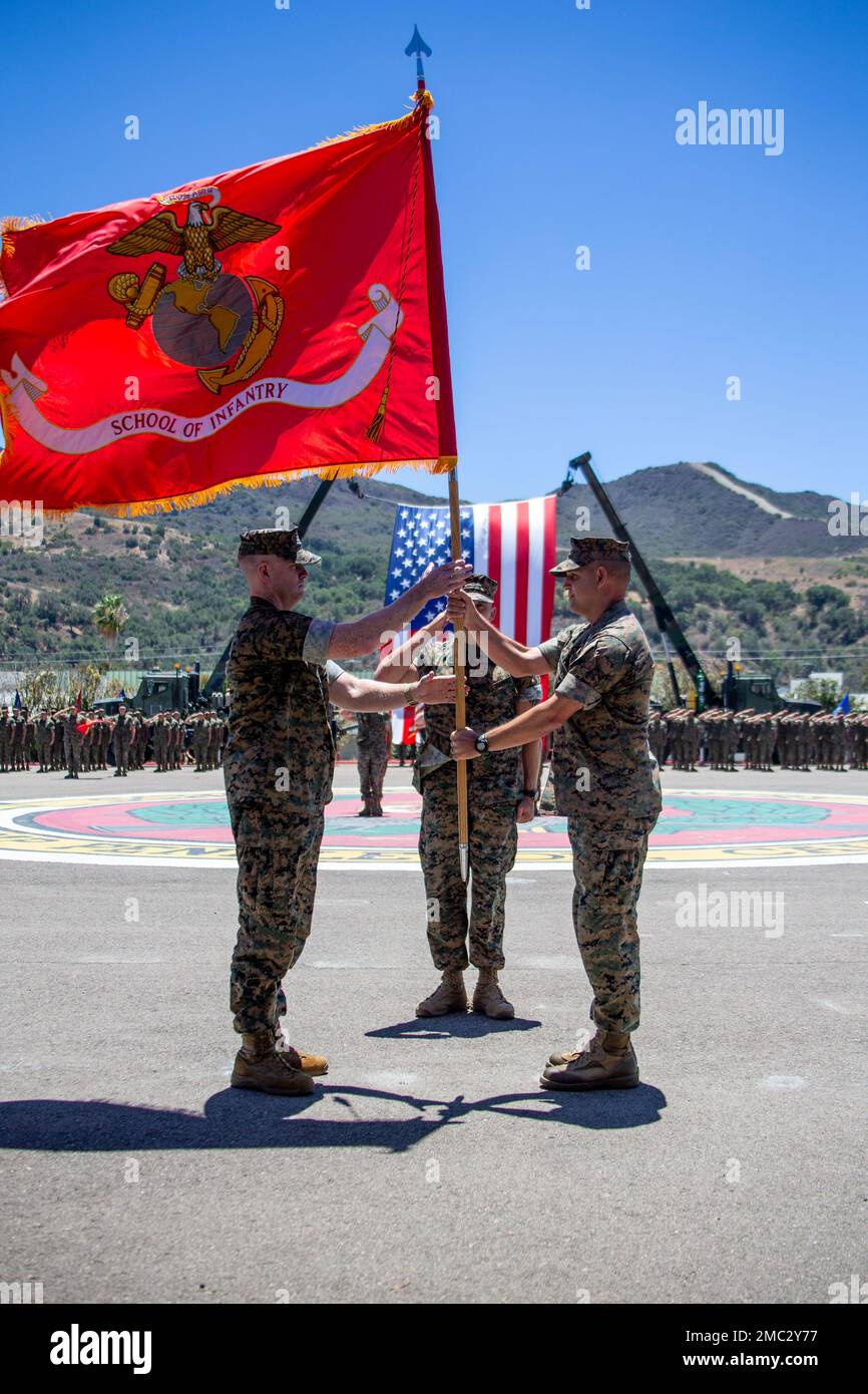 U.S. Marine Corps Col. Coby Moran, right, the outgoing commanding ...