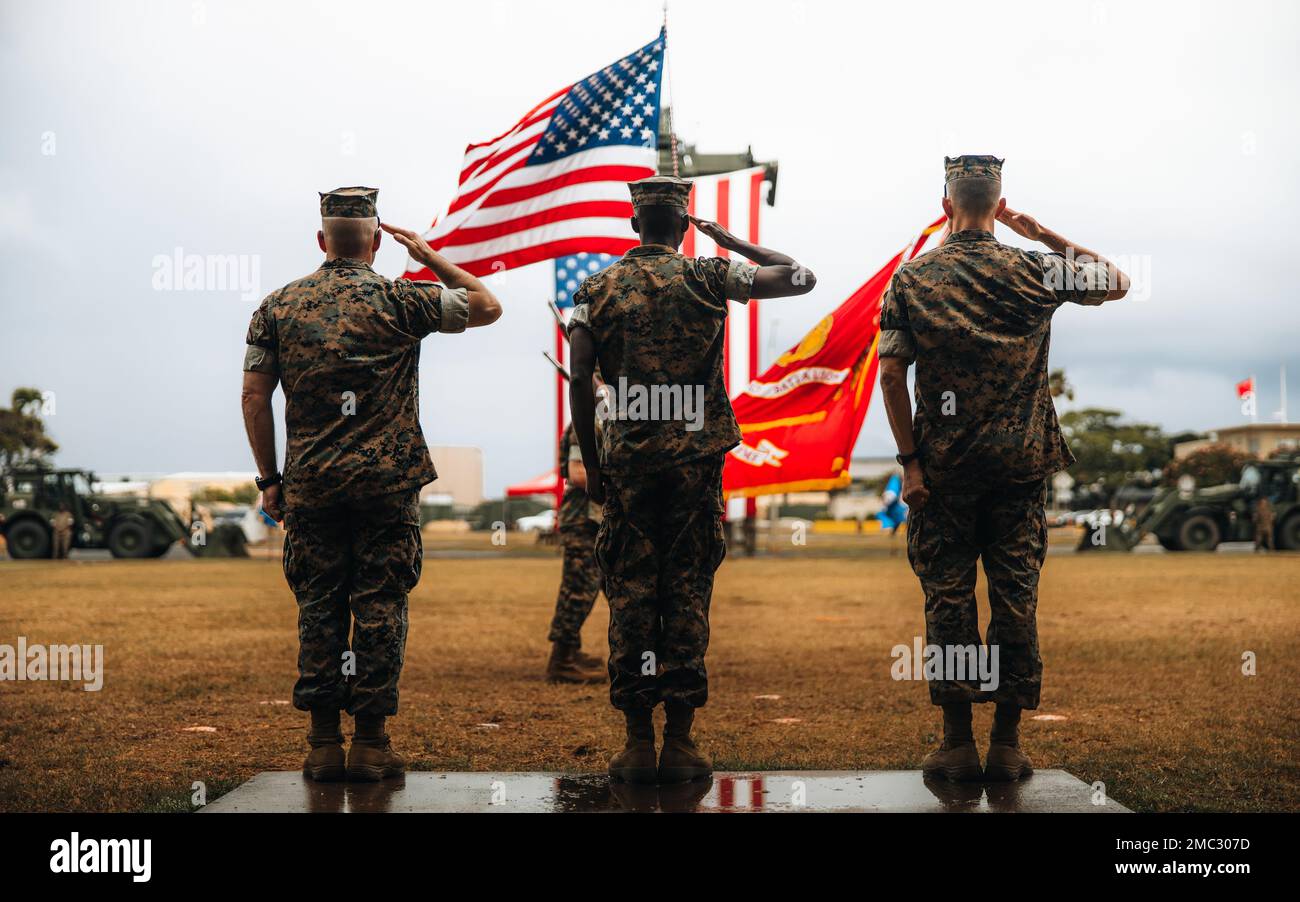 U.S. Marine Corps Col. Timothy S. Brady Jr, right, commanding officer ...