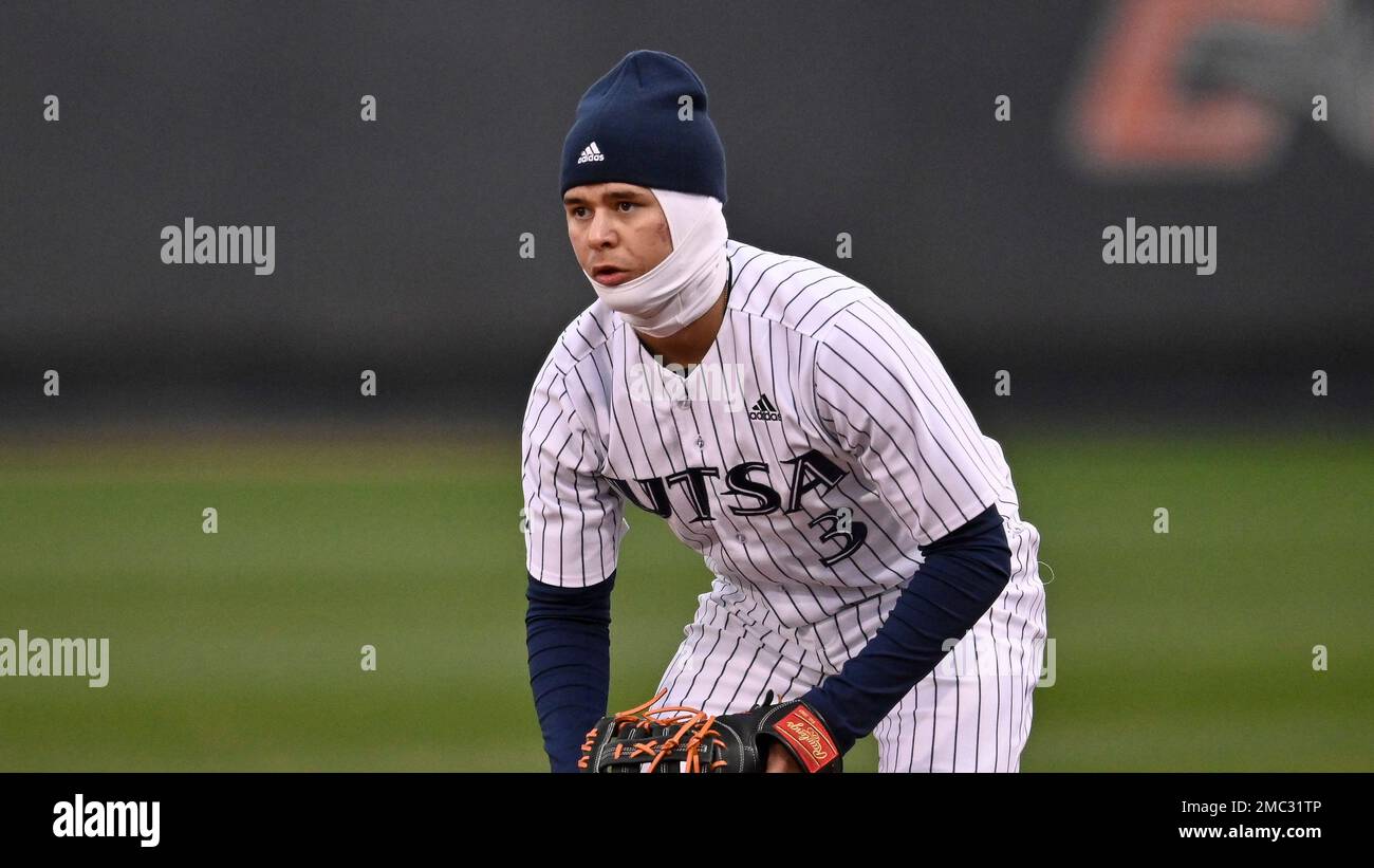 UTSA infielder Matt King watches the ball during an NCAA baseball game ...