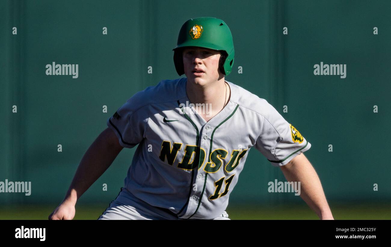 North Dakota St. junior Brock Anderson leads off of second base during ...