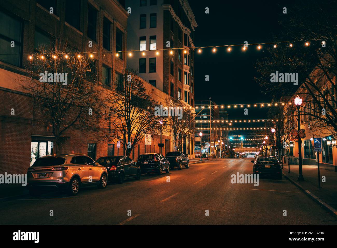 String lights at night, Parkersburg, West Virginia Stock Photo - Alamy