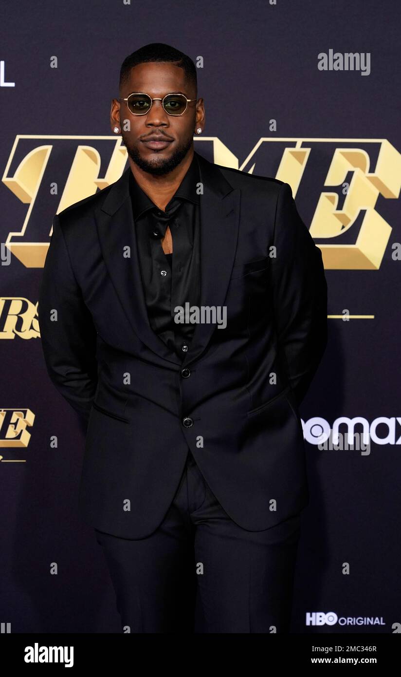 Quincy Isaiah poses at the premiere of the HBO television series ...