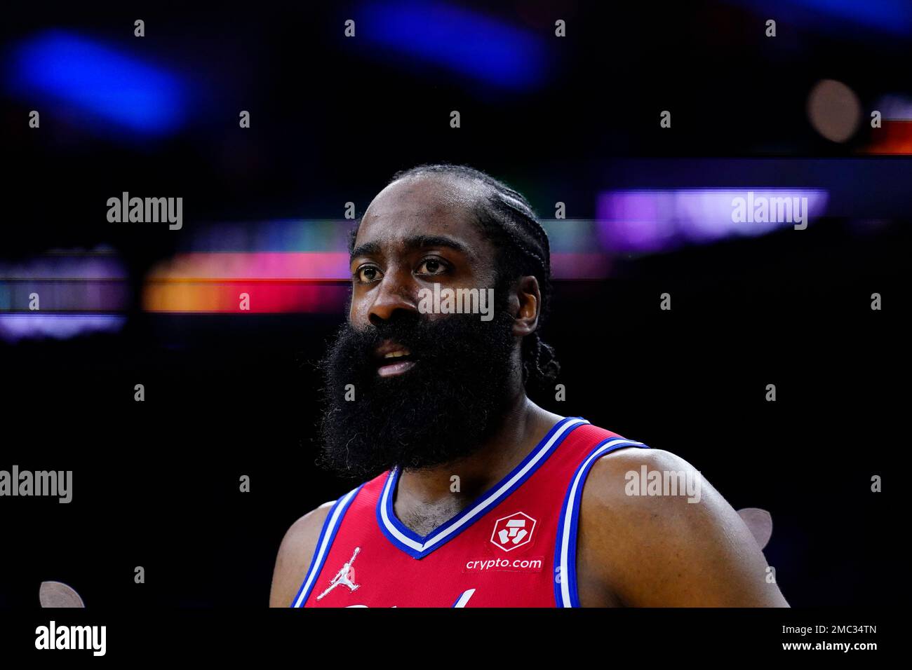 Philadelphia 76ers' James Harden plays during an NBA basketball game ...