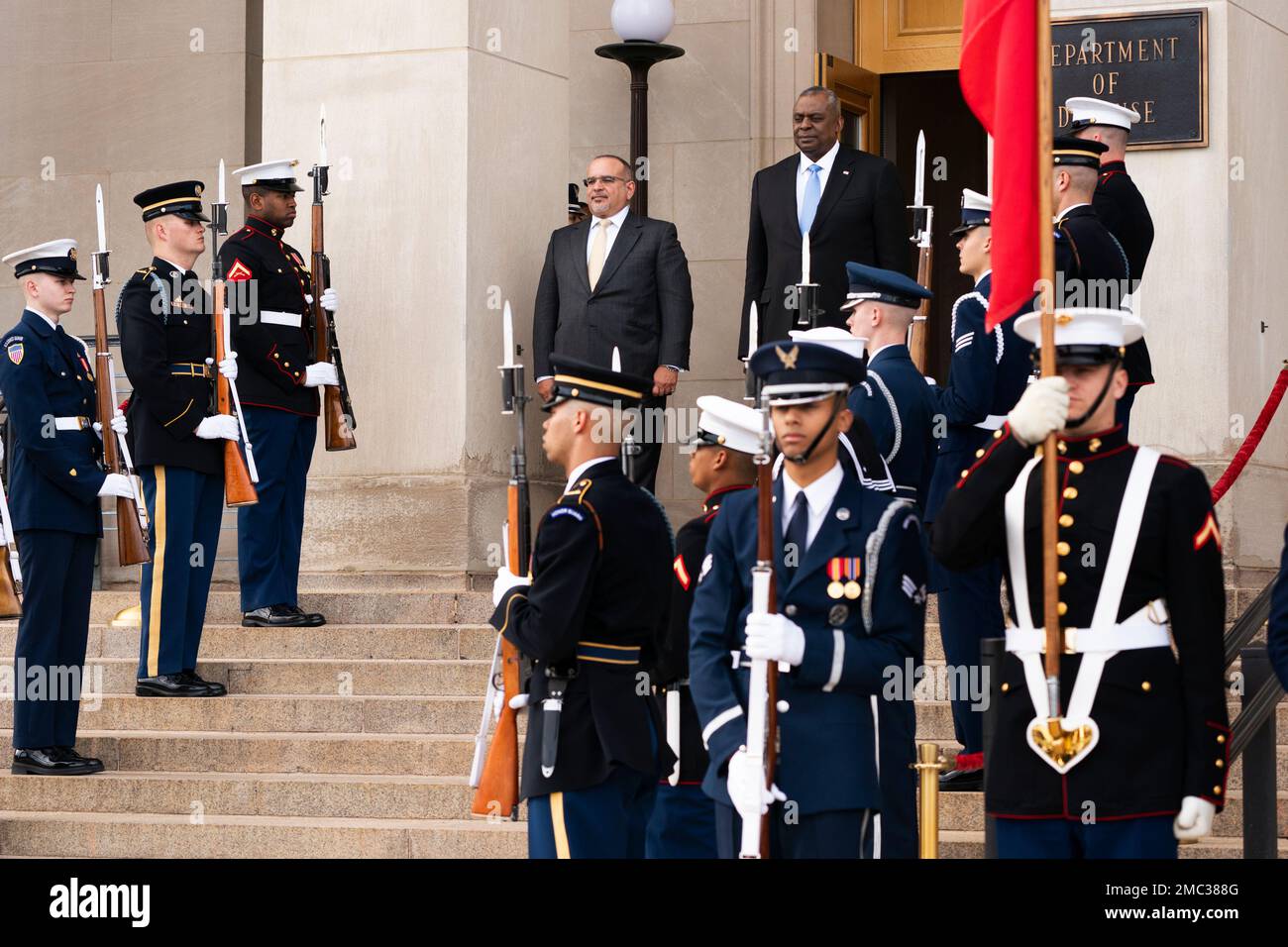 Defense Secretary Lloyd Austin welcomes Bahrain Crown Prince Salman bin ...
