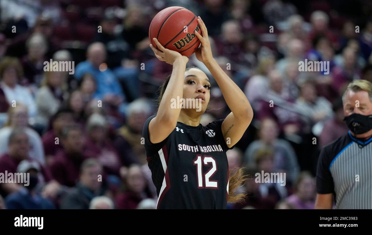 South Carolina guard Brea Beal (12) shoots a basket against Texas A&M ...