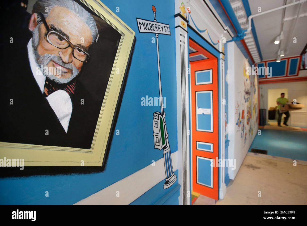 FILE — A mural that features Theodor Seuss Geisel, left, also known by ...