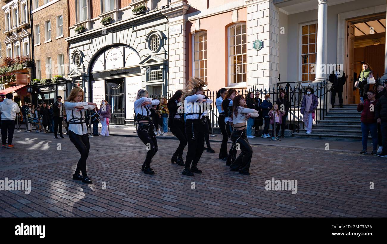 London - 02 27 2022: Girls keep dancing with a sixth movement of ...