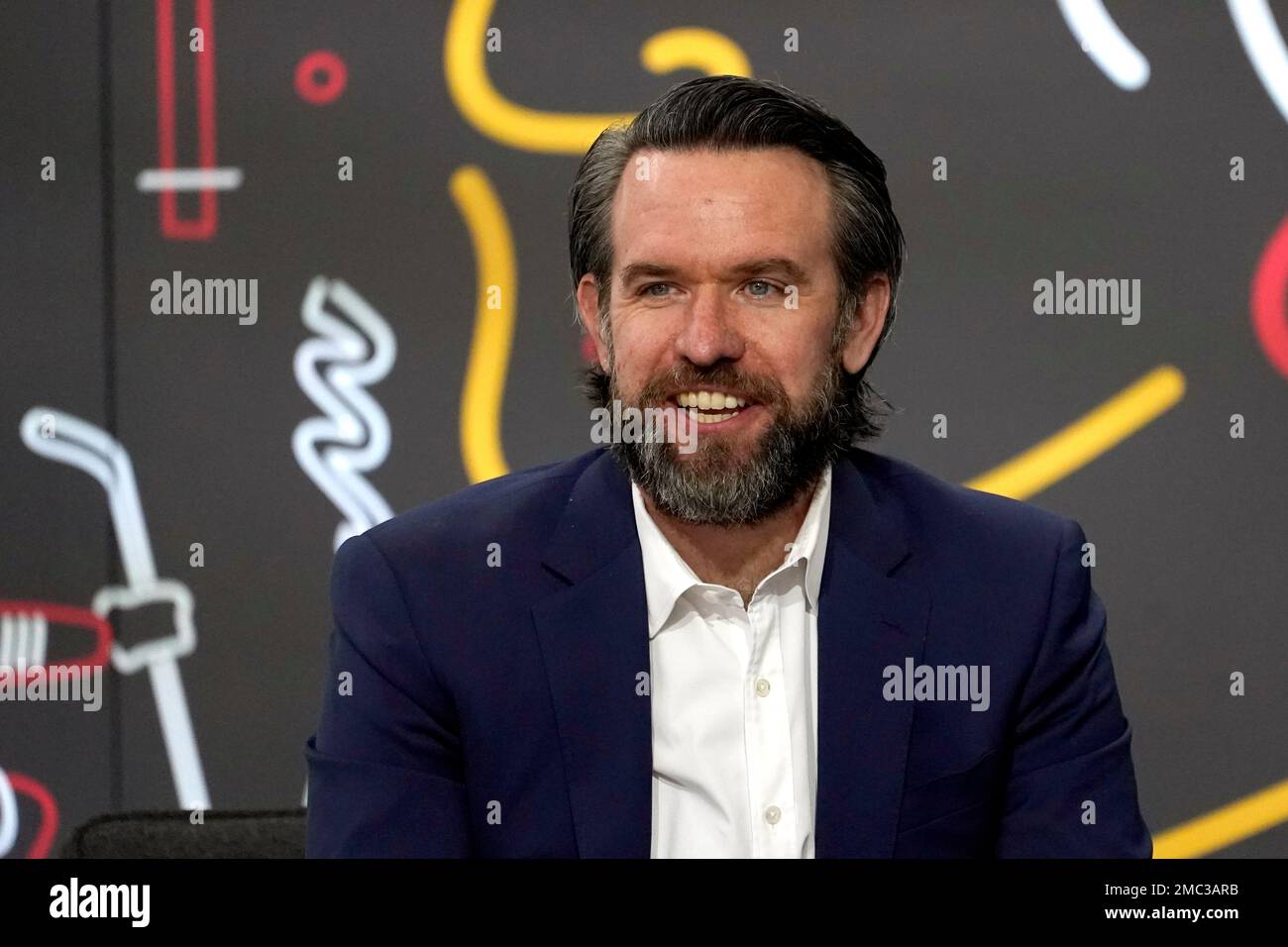 Chicago Blackhawks CEO Danny Wirtz smiles during a news conference ...