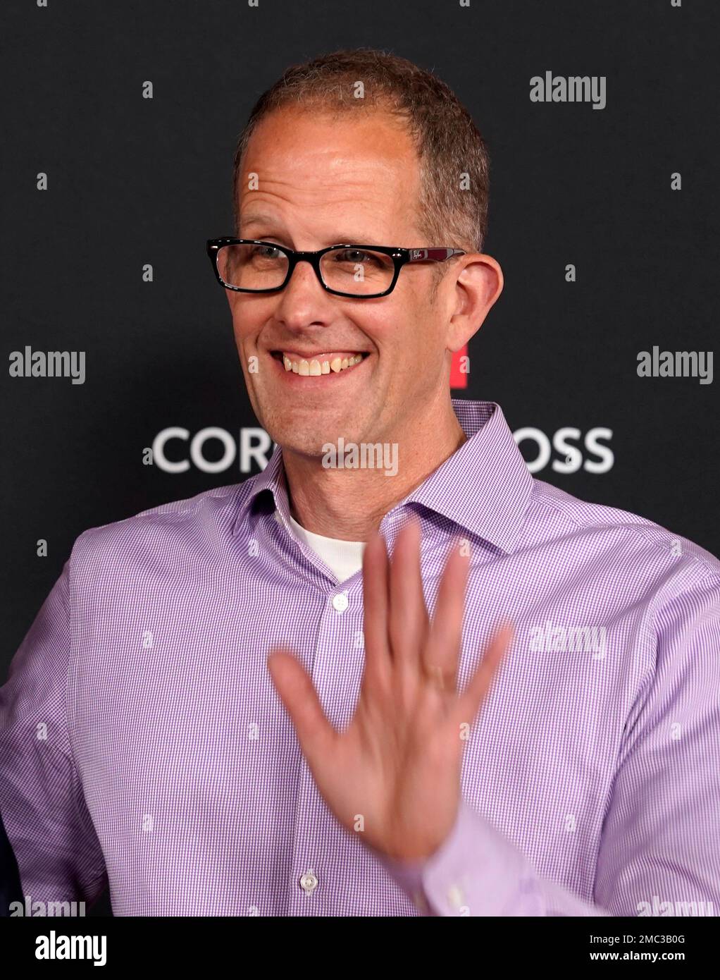 Pete Docter, chief creative officer of Pixar Animation Studio, waves to ...