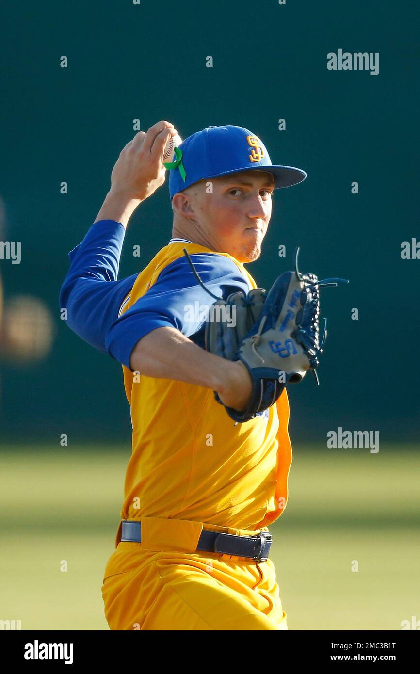 Micky Thompson of San Jose State pitches against the University of San ...