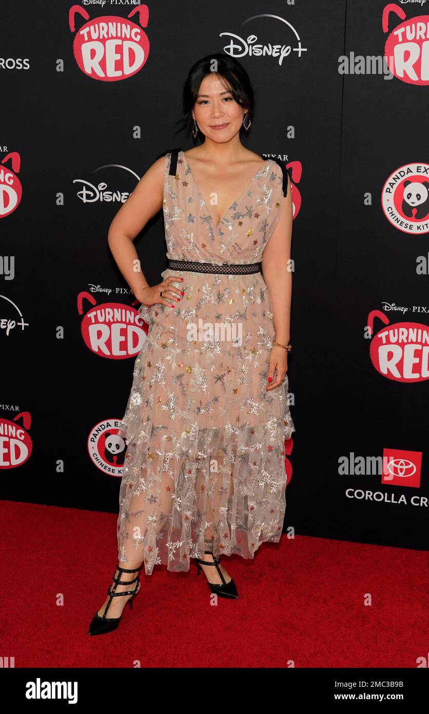 Director Domee Shi poses at the world premiere of the film "Turning Red," Tuesday, March 1, 2022 ...