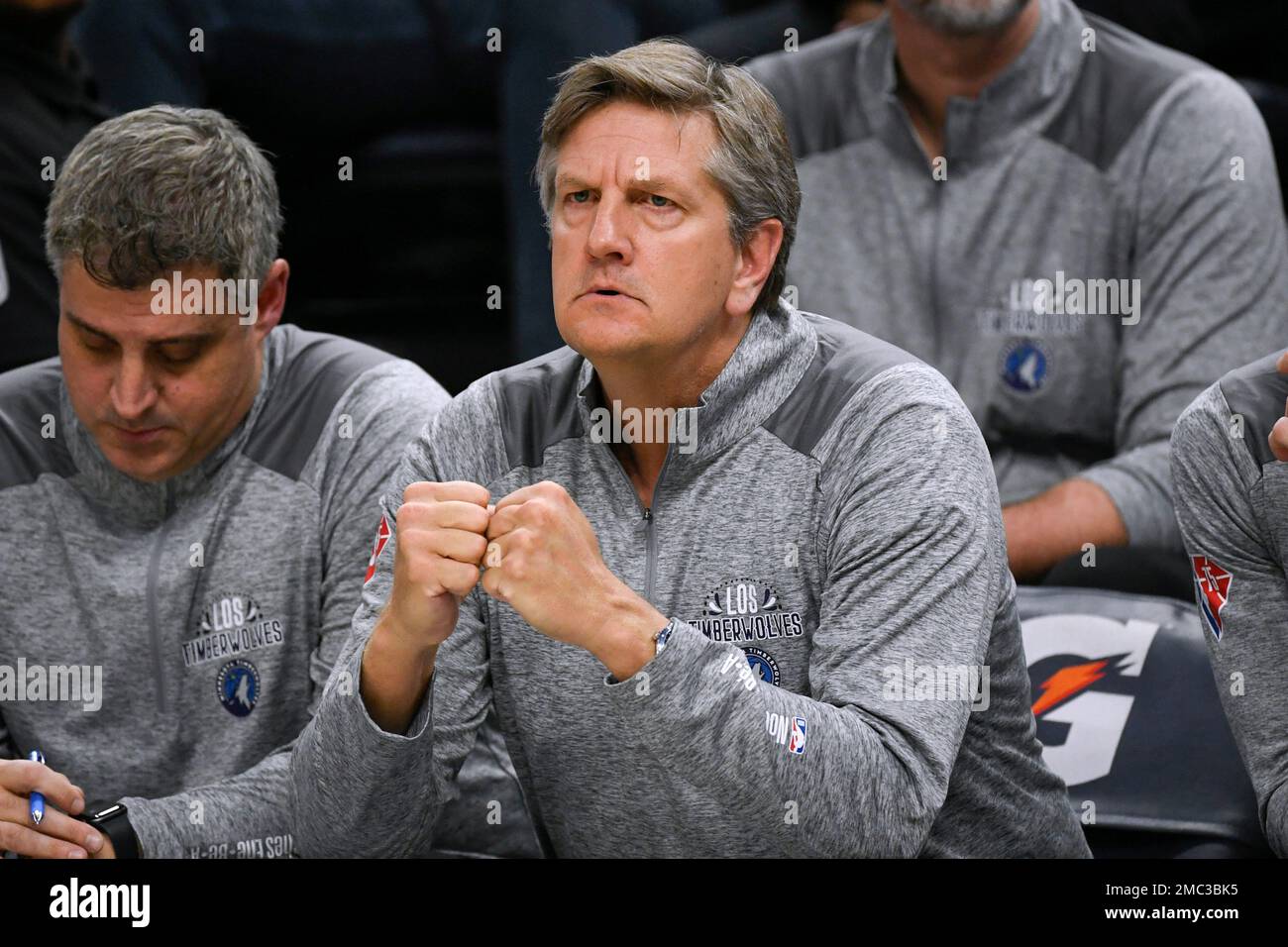 Minnesota Timberwolves coach Chris Finch watches the final minutes of ...