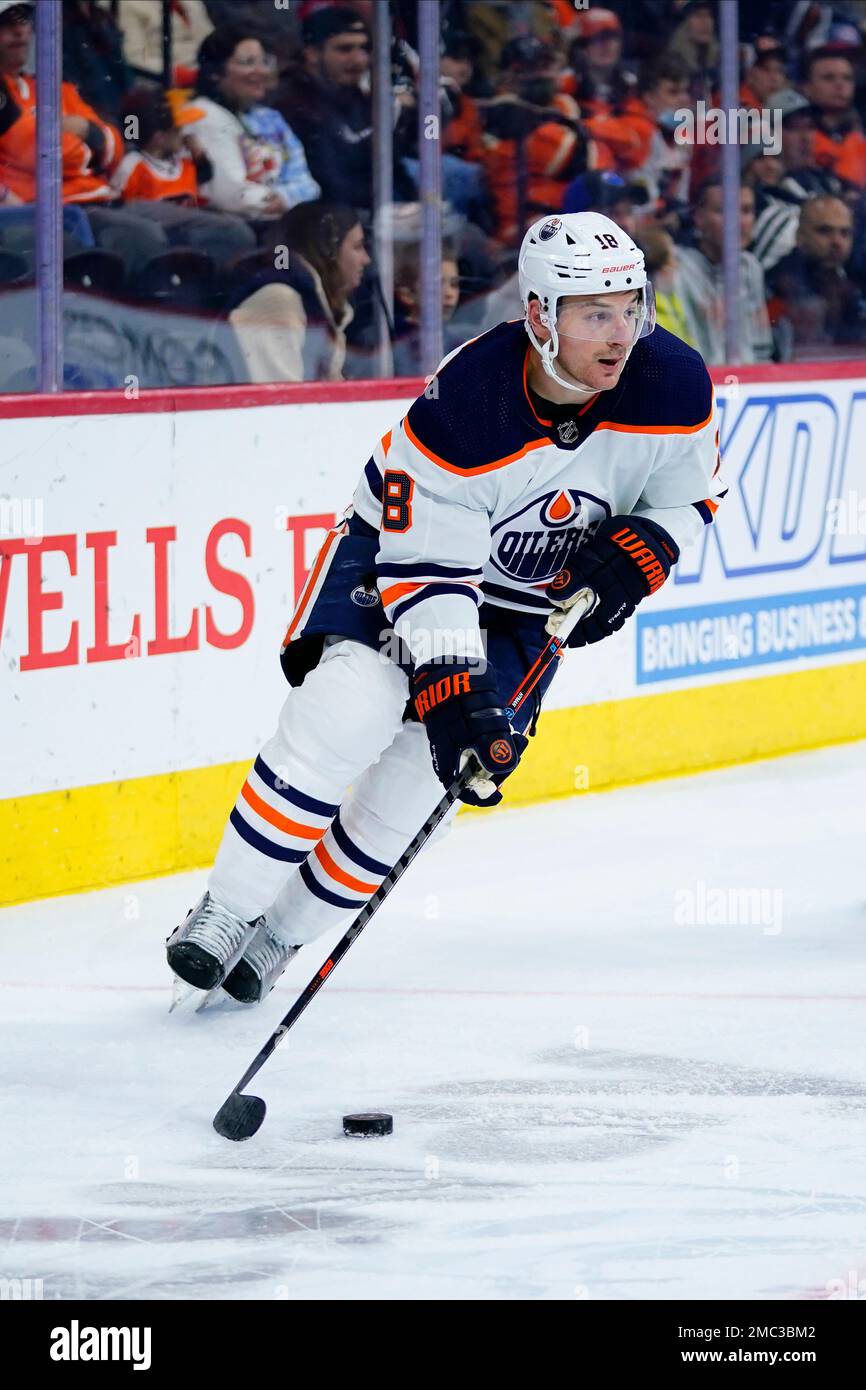 Edmonton Oilers' Zach Hyman plays during an NHL hockey game, Tuesday ...