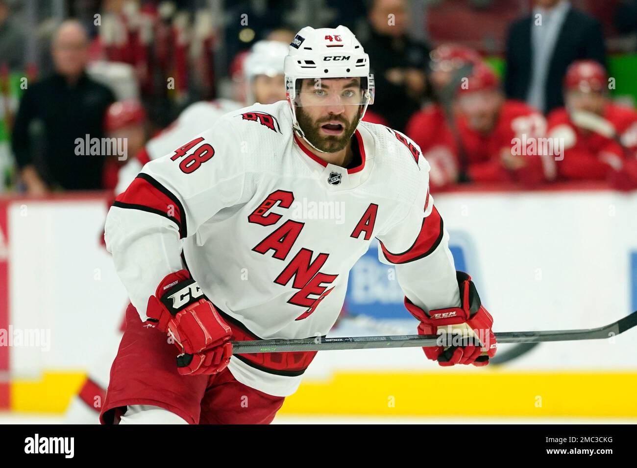 Carolina Hurricanes left wing Jordan Martinook (48) plays against the ...