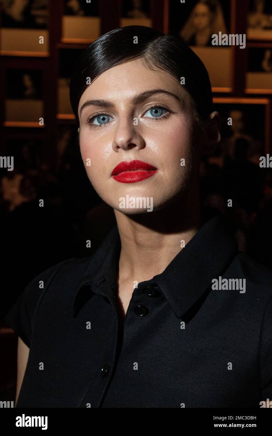 Alexandra Daddario poses for photographers upon arrival at the Dior ...
