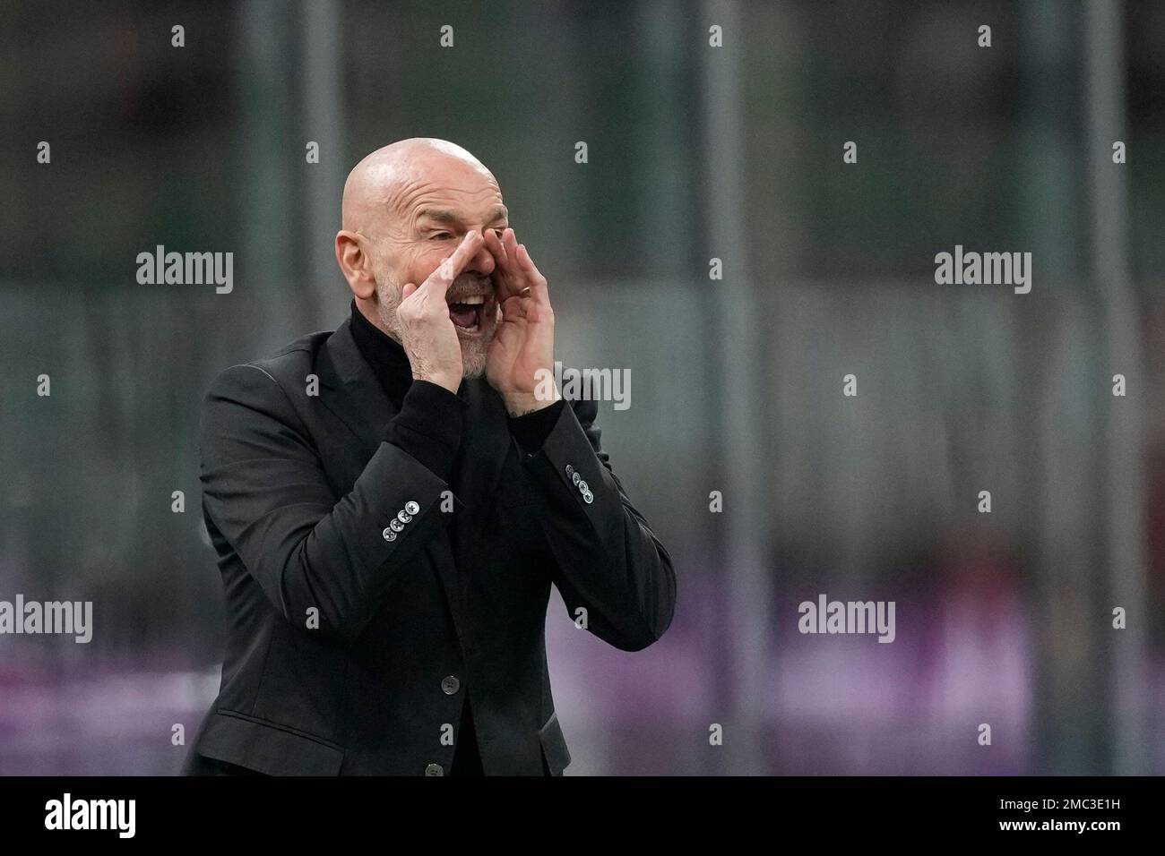 AC Milan's manager Stefano Pioli shouts during an Italian Cup semifinal ...
