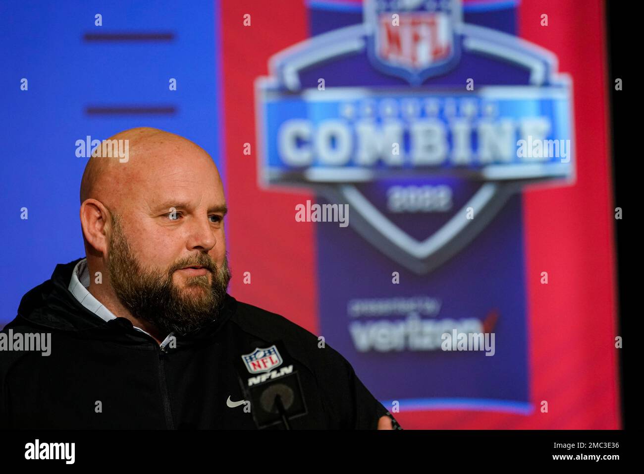 New York Giants head coach Brian Daboll speaks during a press conference at the NFL football ...