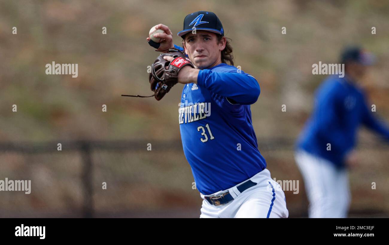 UNC Asheville infielder Dominic Freeberger throws during an NCAA ...