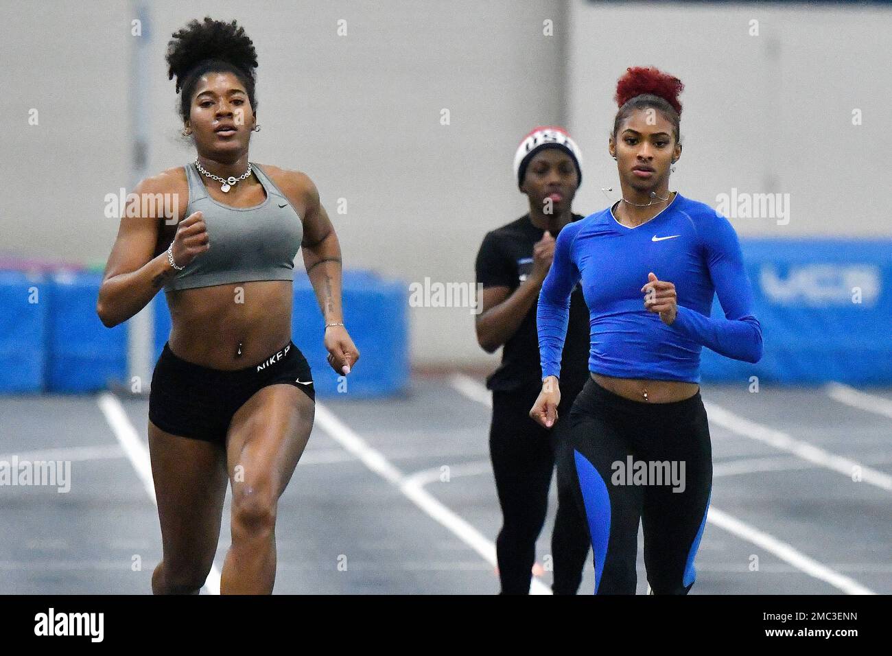 Kentucky track & field athlete Masai Russell, right, runs during ...
