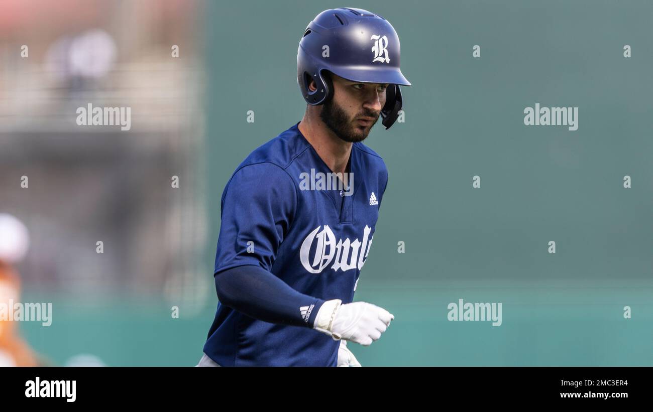 Rice infielder Austin Bulman scores a home run against Texas during an ...