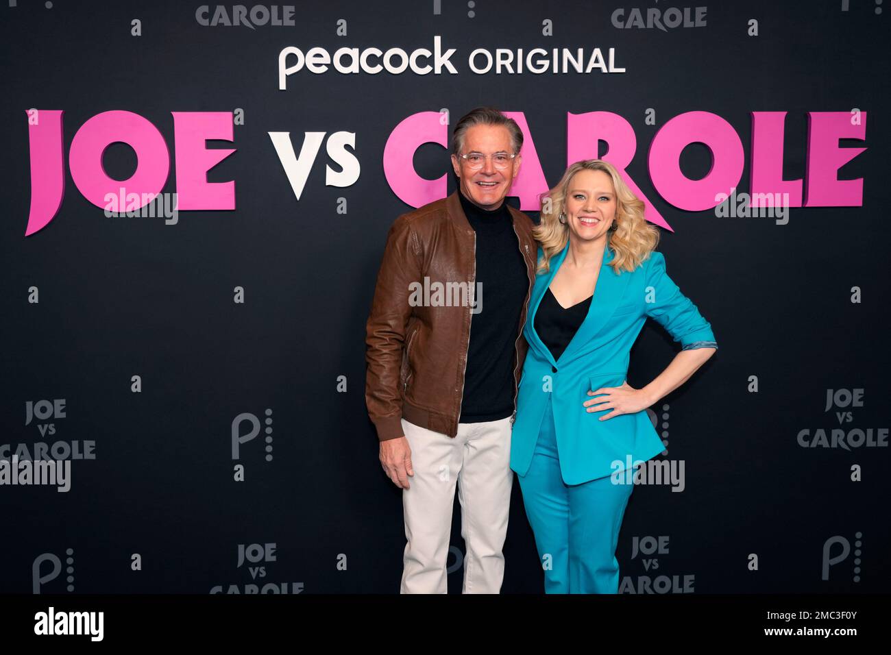 Kyle Maclahlan and Kate McKinnon pose together at the Peacock limited ...