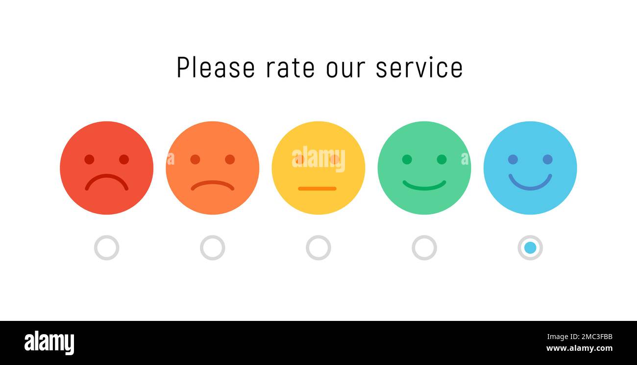 Smiley rate scale emotion emoji icon. Feedback rate survey emoticon ...