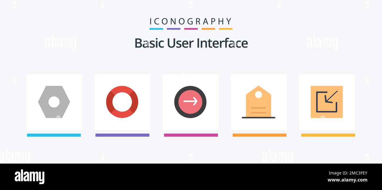 Basic Flat 5 Icon Pack Including import. tagline. application. tag ...