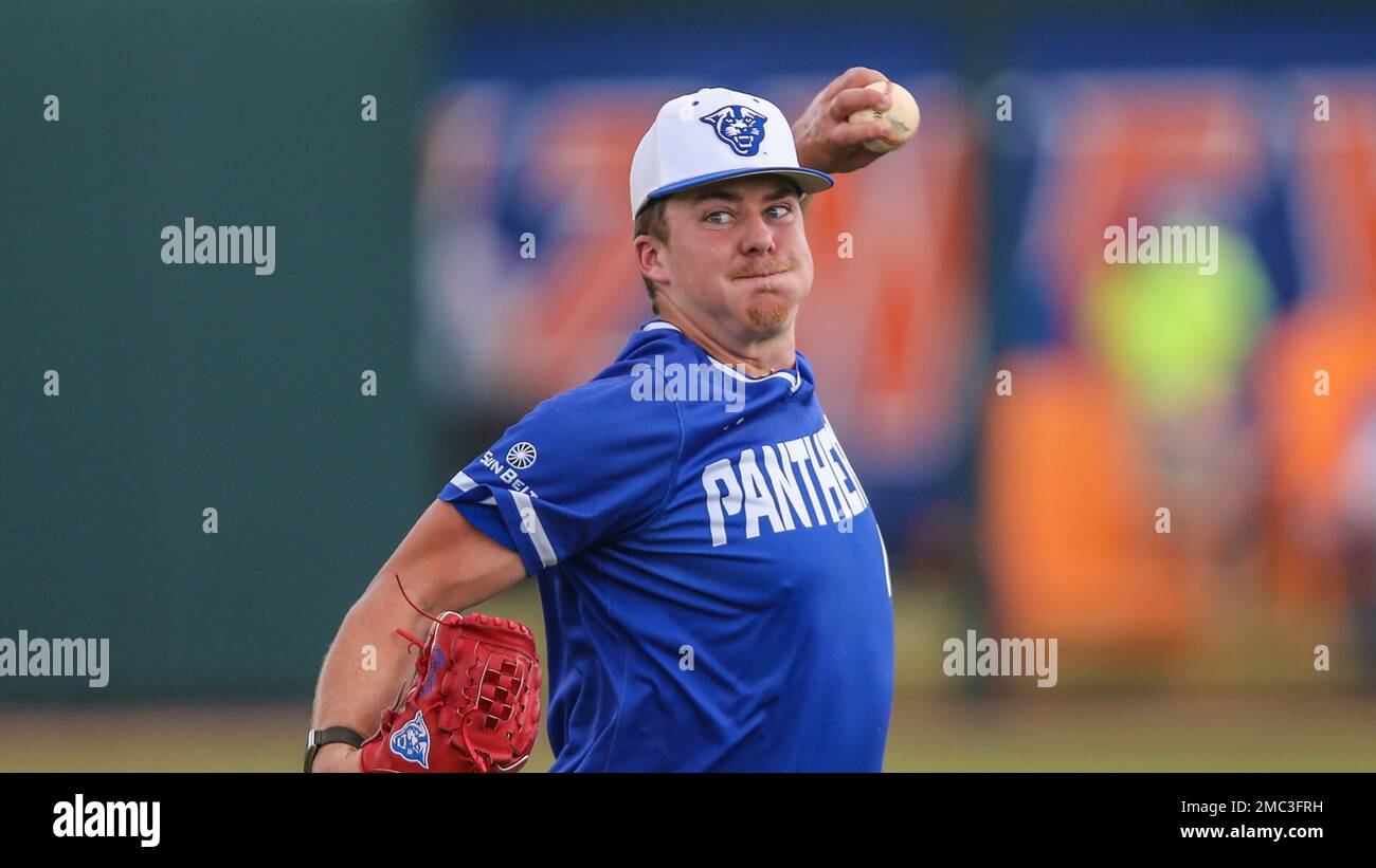 Georgia State pitcher Seth Clark (4)during warm-ups before an NCAA ...