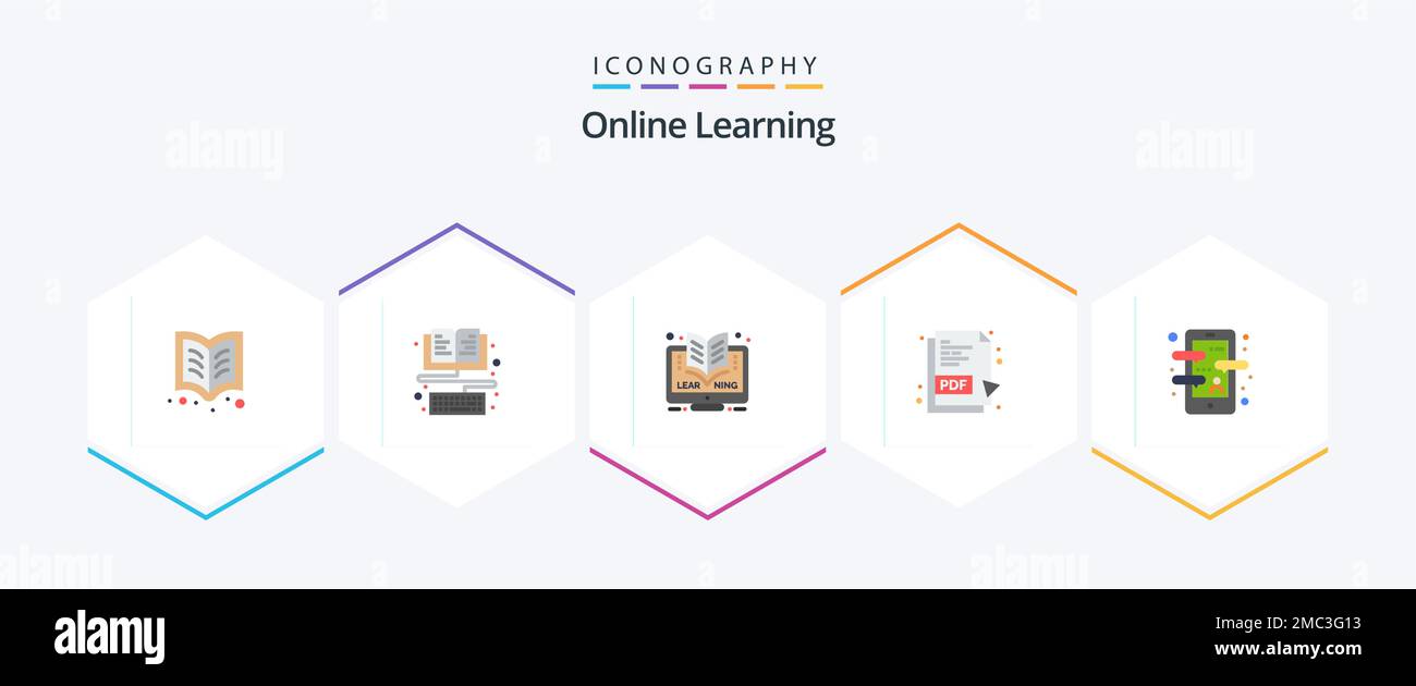 Online Learning 25 Flat icon pack including course. app. online. pdf ...
