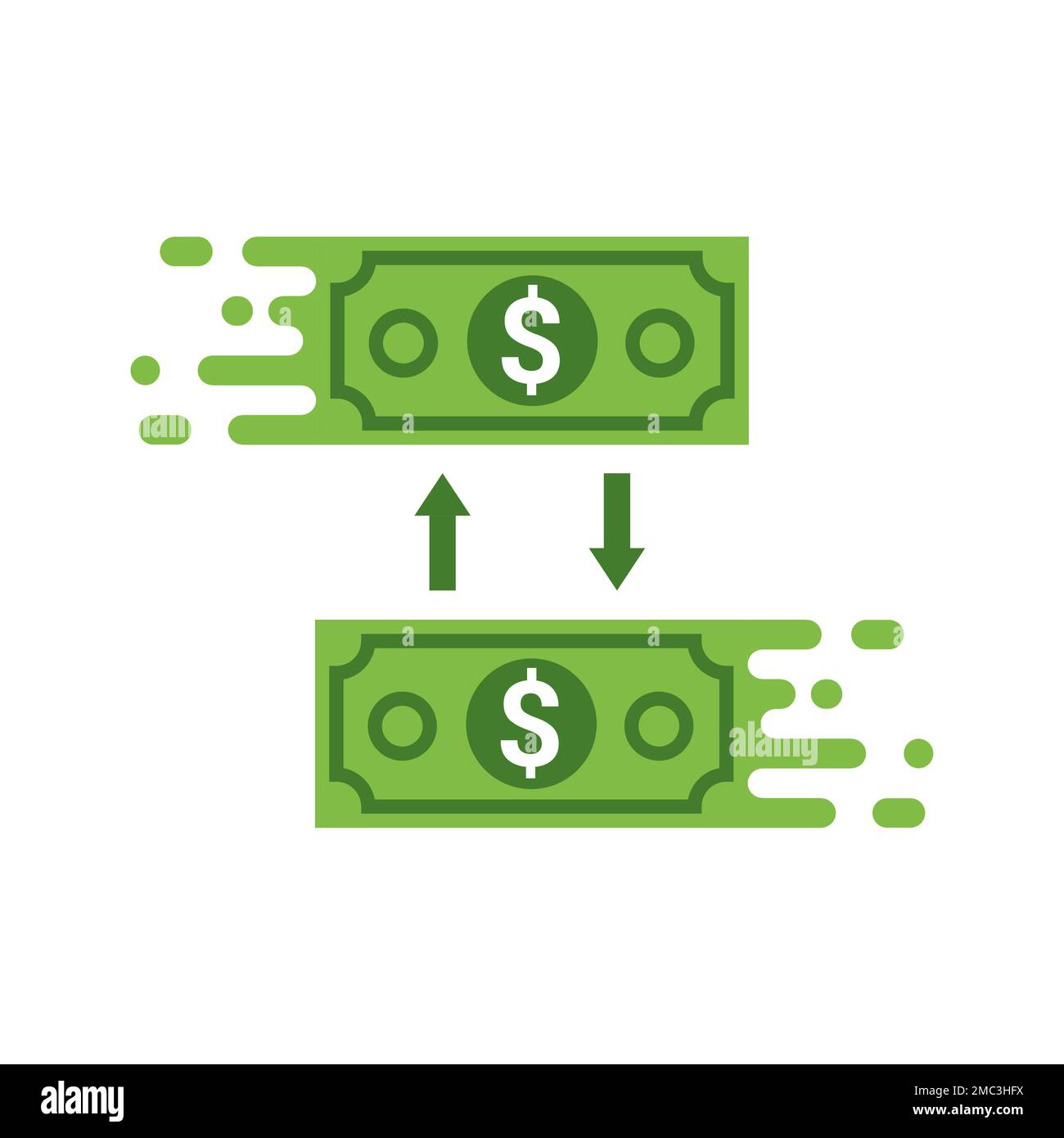 Fast send money transfer funds payment vector icon. Flying dollar money ...