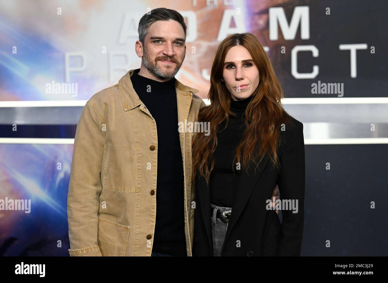 Evan Jonigkeit, left, and Zosia Mamet attend the world premiere of "The ...