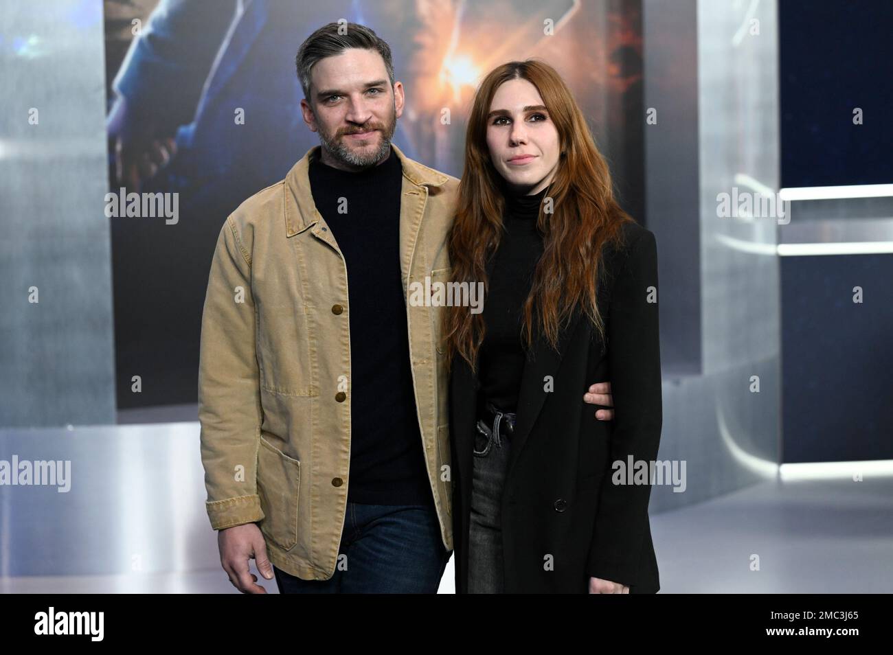 Evan Jonigkeit, left, and Zosia Mamet attend the world premiere of "The ...