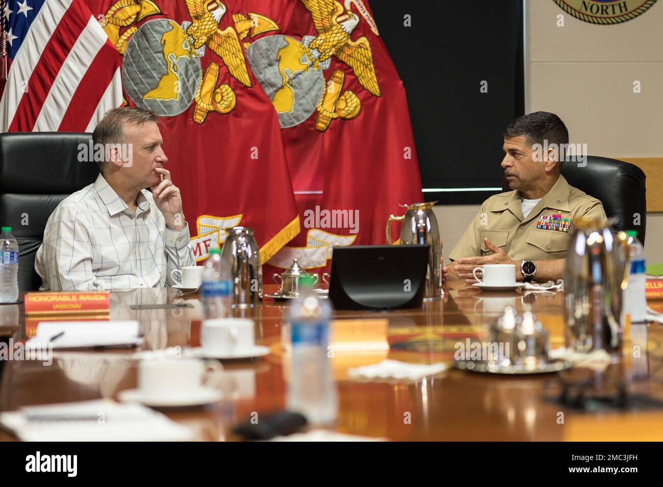 The Honorable Erik K. Raven, Under Secretary of the Navy, left, meets ...