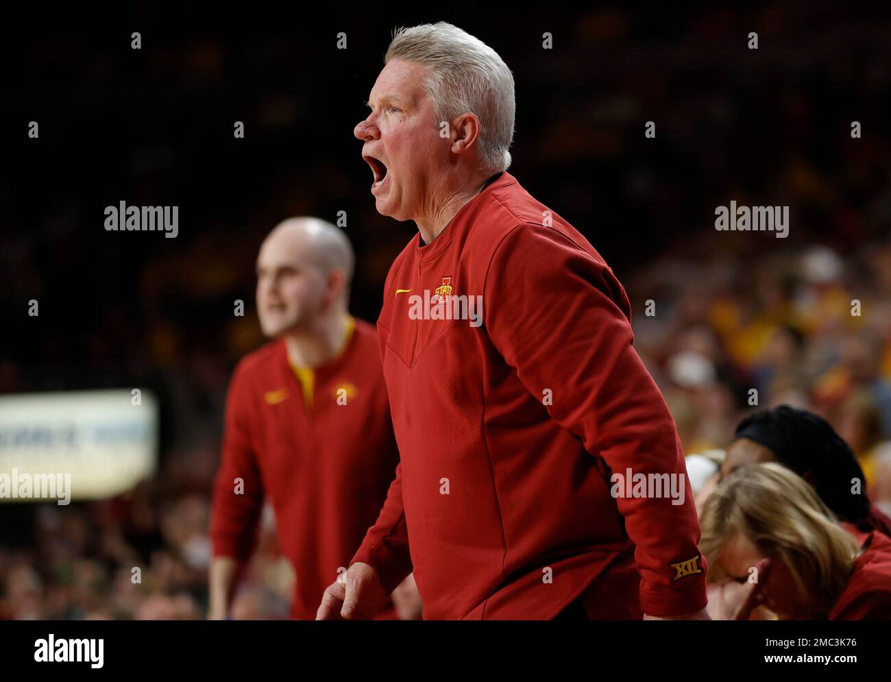 Iowa State coach Bill Fennelly calls to players during the second half ...