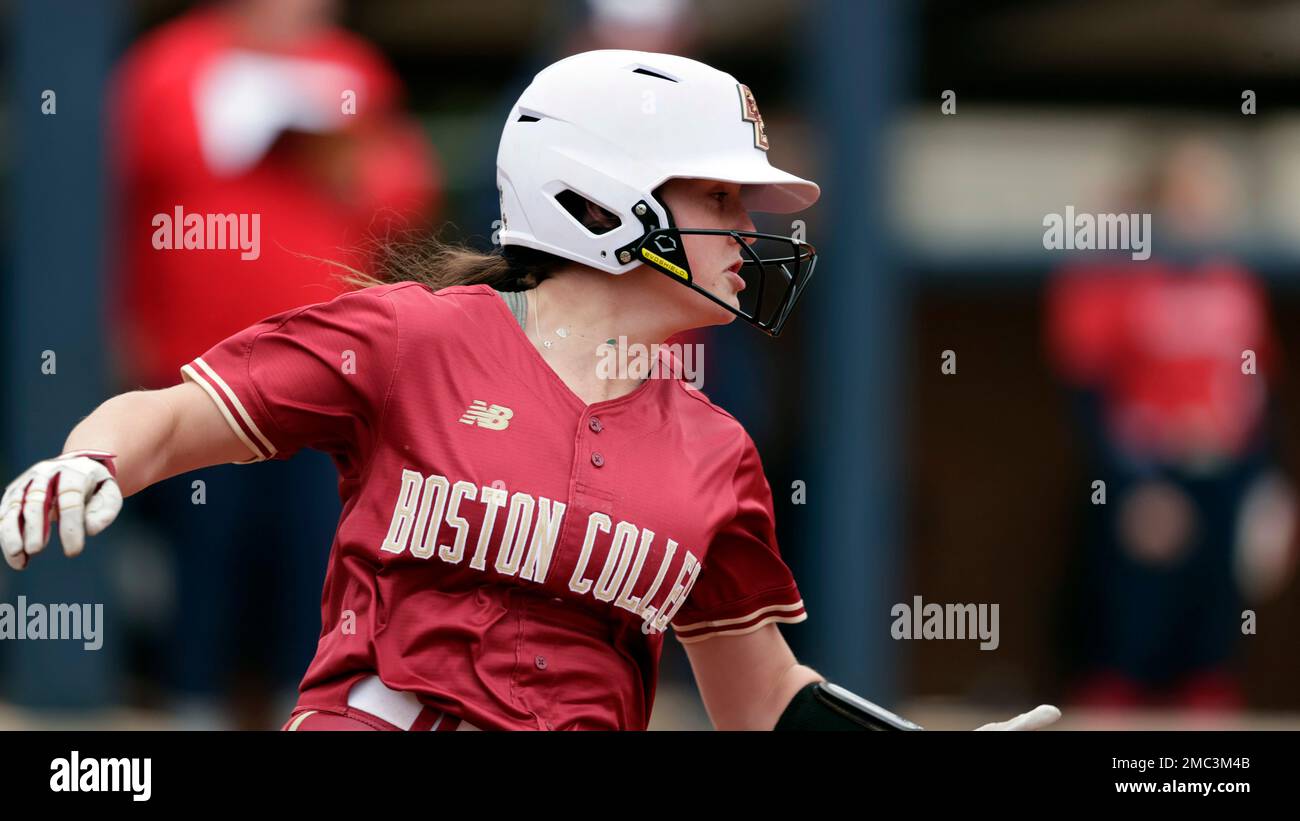 Boston College catcher Hannah Slike (22) runs to first during an NCAA ...