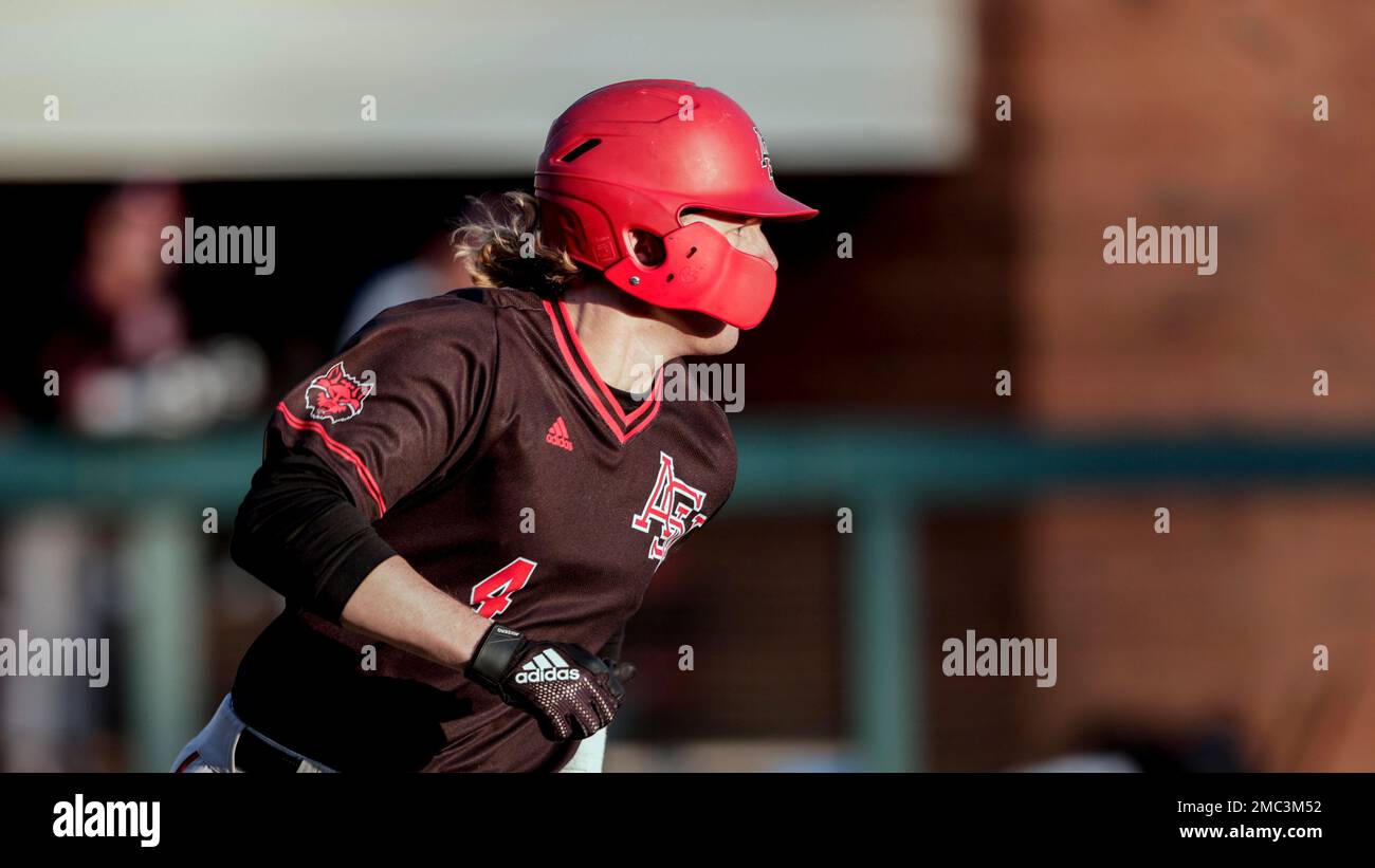 Arkansas St. infielder Jared Toler (4) runs to first during an NCAA ...