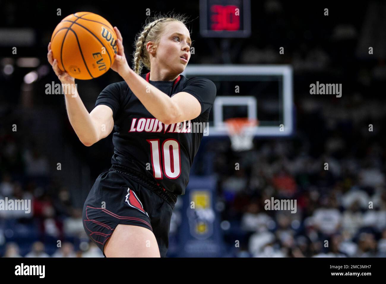 Louisville's Hailey Van Lith (10) looks to pass during an NCAA college ...