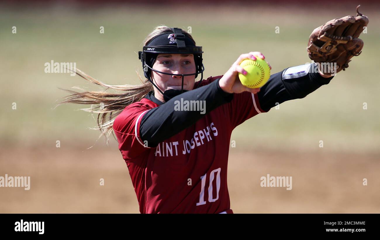 Saint Joseph's starting pitcher/relief pitcher Emily Siler (10) pitches ...