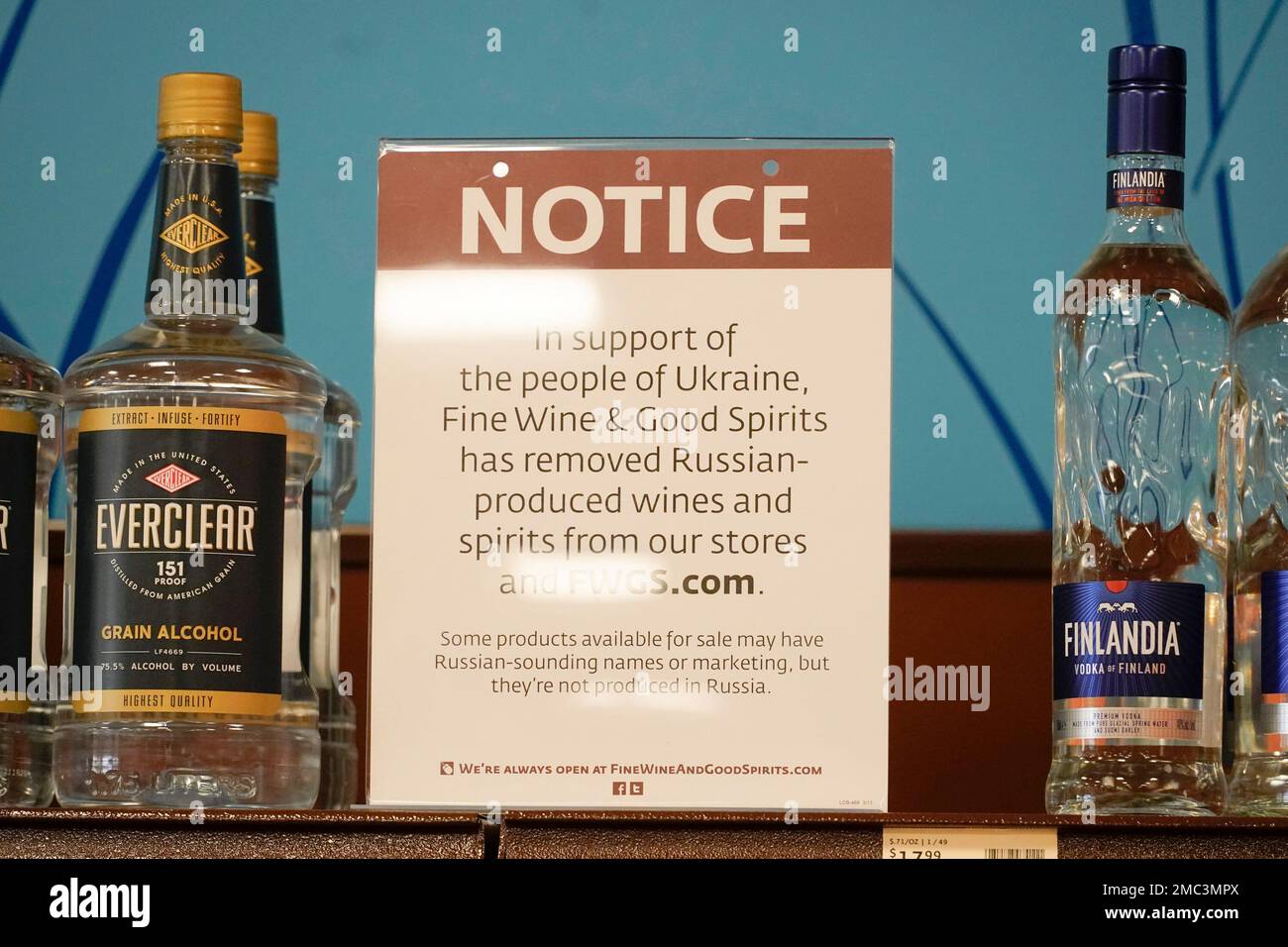 A sign in the vodka area of a Pennsylvania Fine Wine and Good Spirits ...