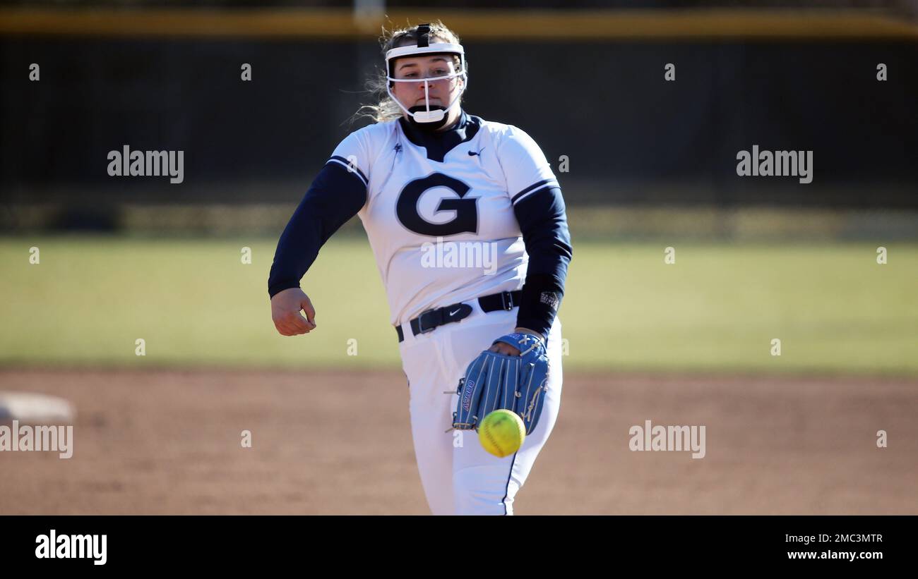 Georgetown pitcher Jordan Tallman (14) pitches during an NCAA softball ...