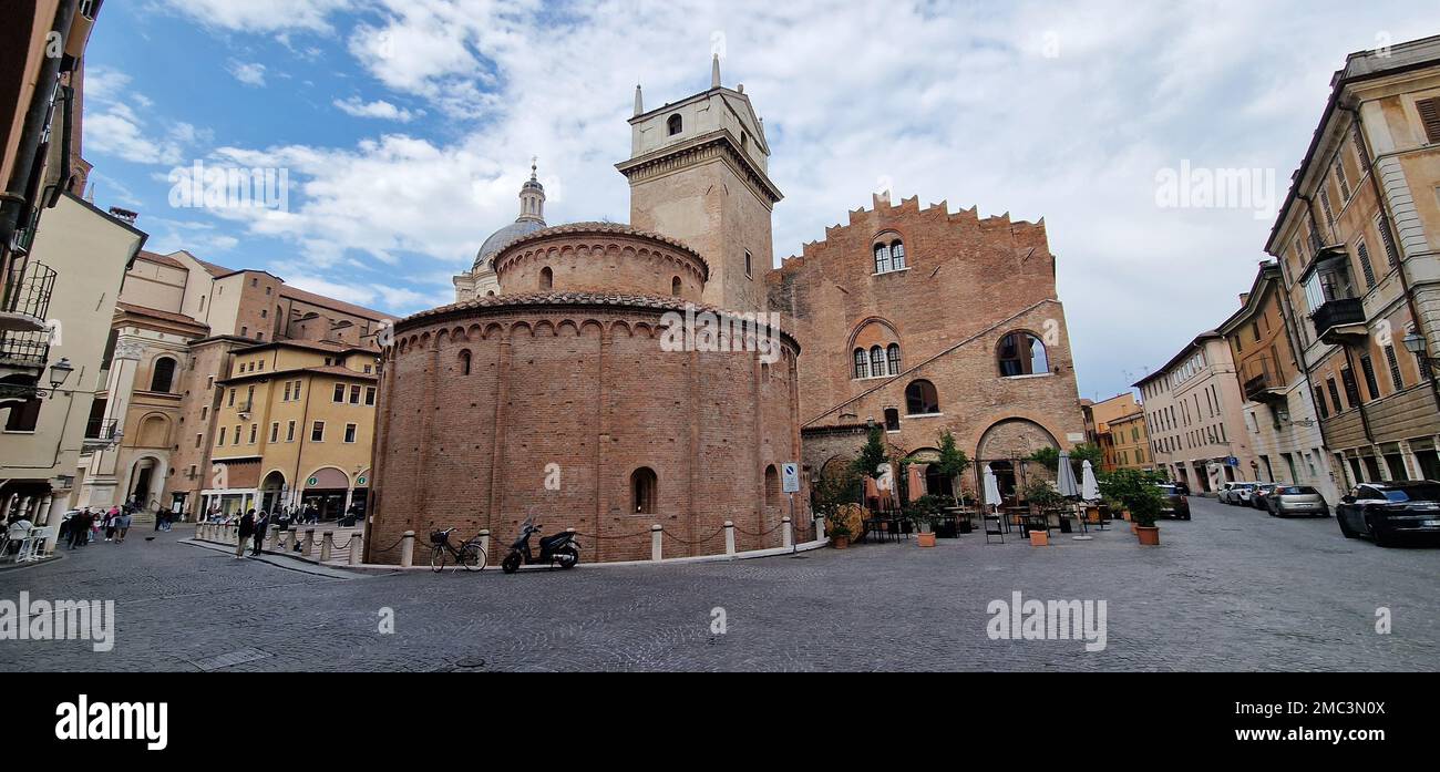 A panoramic view of street and ancient architectures of Mantua center ...