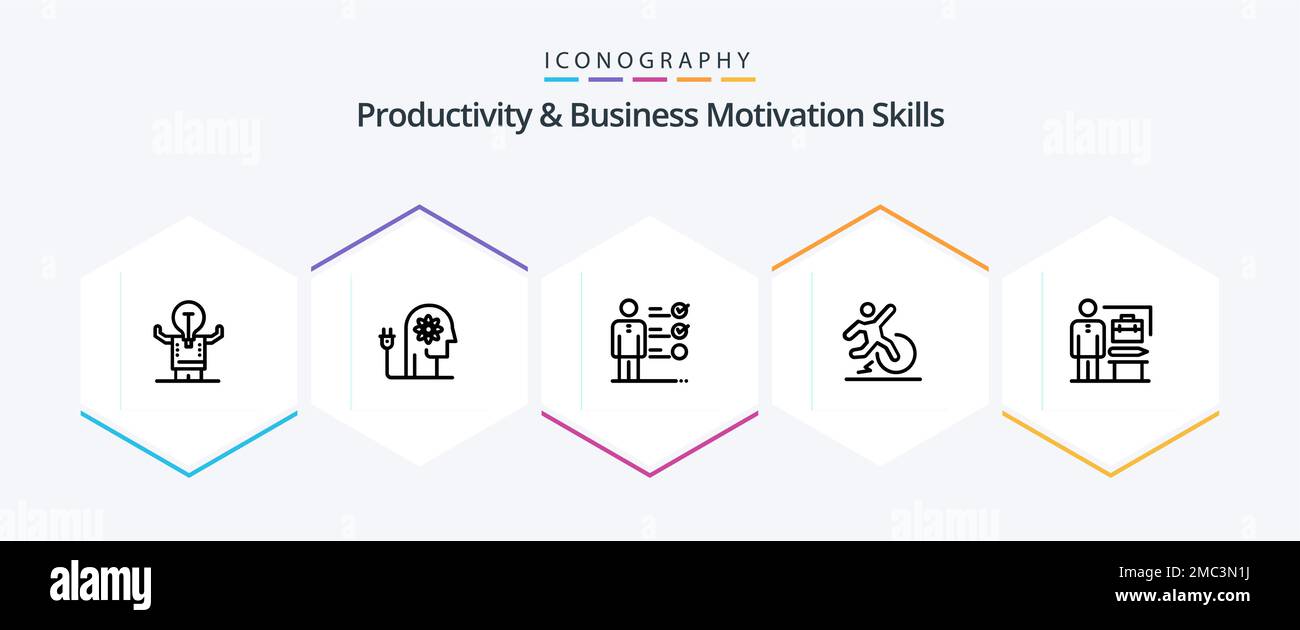 Productivity And Business Motivation Skills 25 Line icon pack including escape. change ...